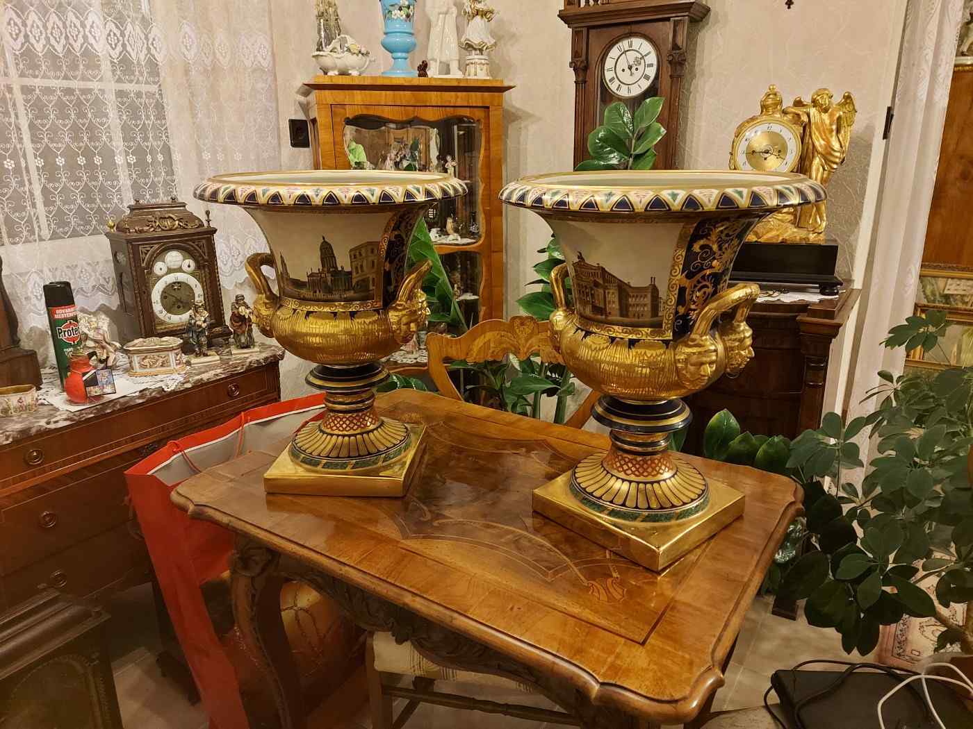 Antik hatalmas meseszép Biedermeier vázapáros! (meghosszabbítva ...