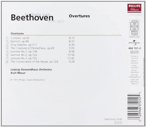 Ludwig van Beethoven: Overtures / Leipzig Gewandhaus Orchestra, Kurt Masur