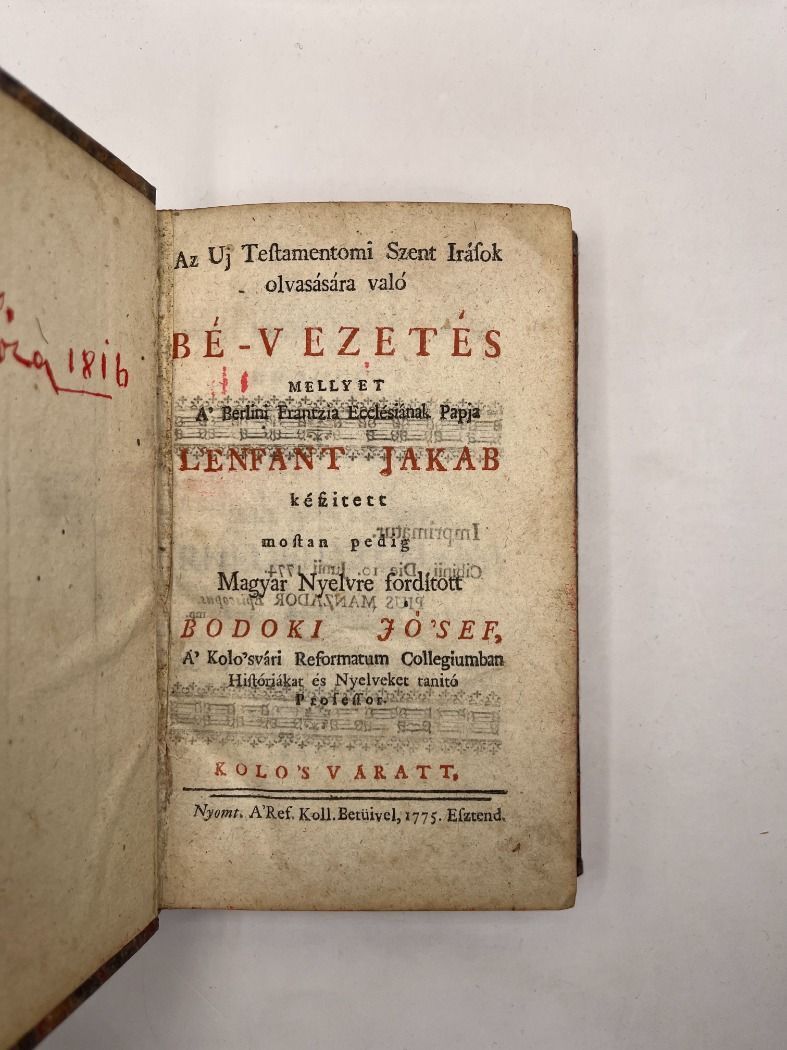 1775 (BIBLIA) Az Uj Testamentomi Szent Irások olvasására való bé ...