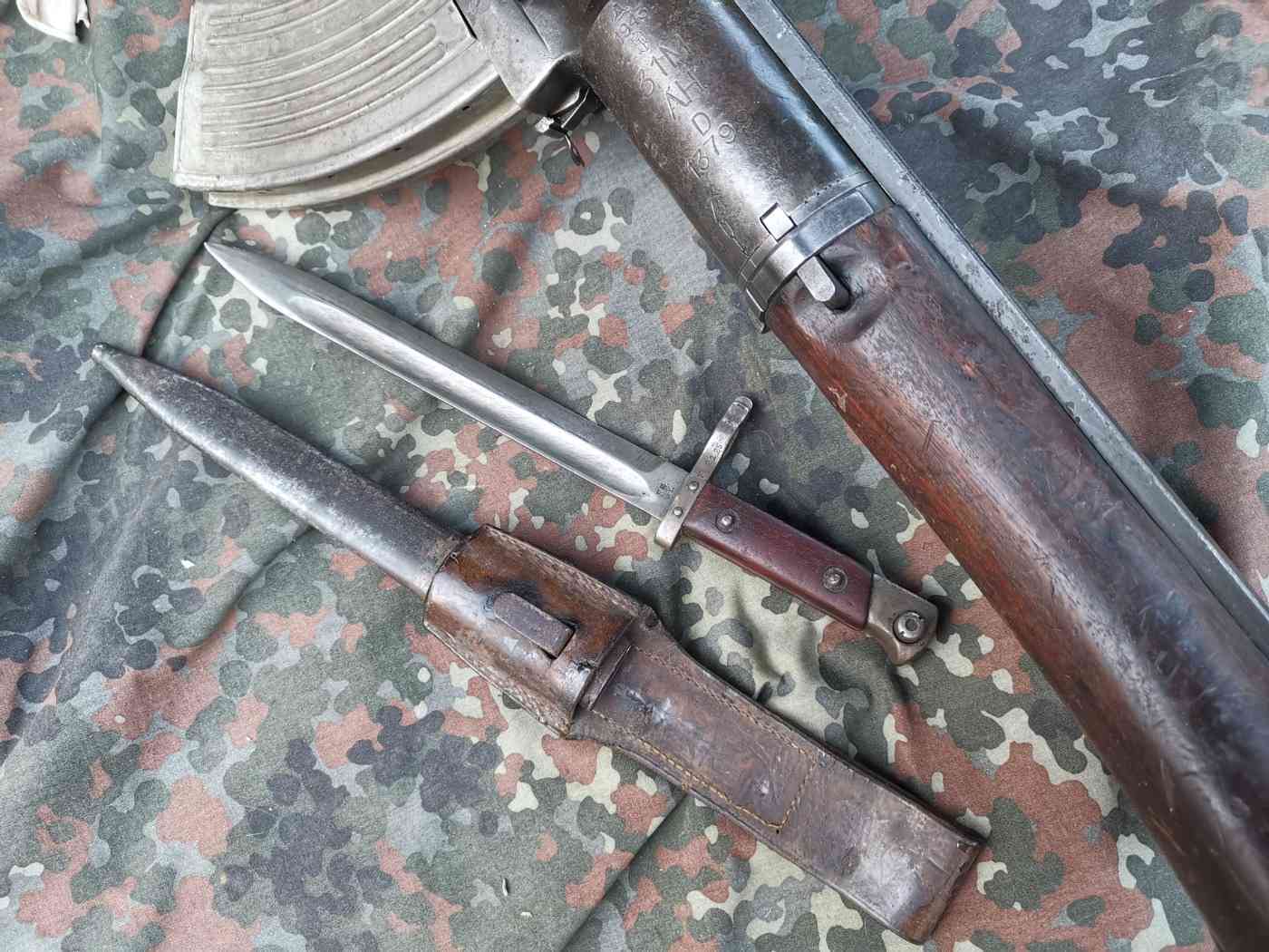Magyar II.vh ritka 31M Mannlicher legénységi bajonett eredeti papuccsal ...