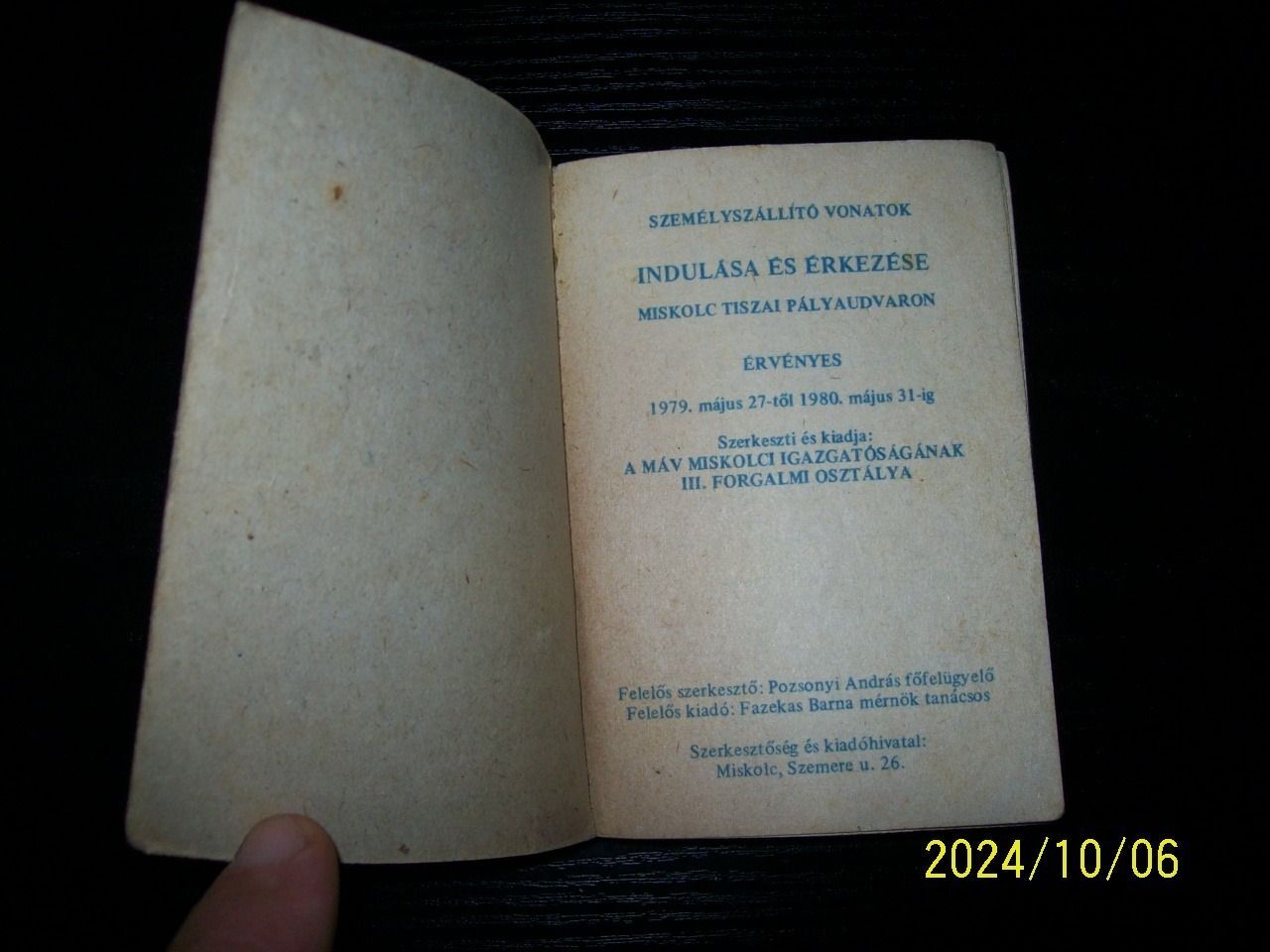 MÁV menetrend 1979-1980-Személyszállító vonatok indulása és érkezése ...