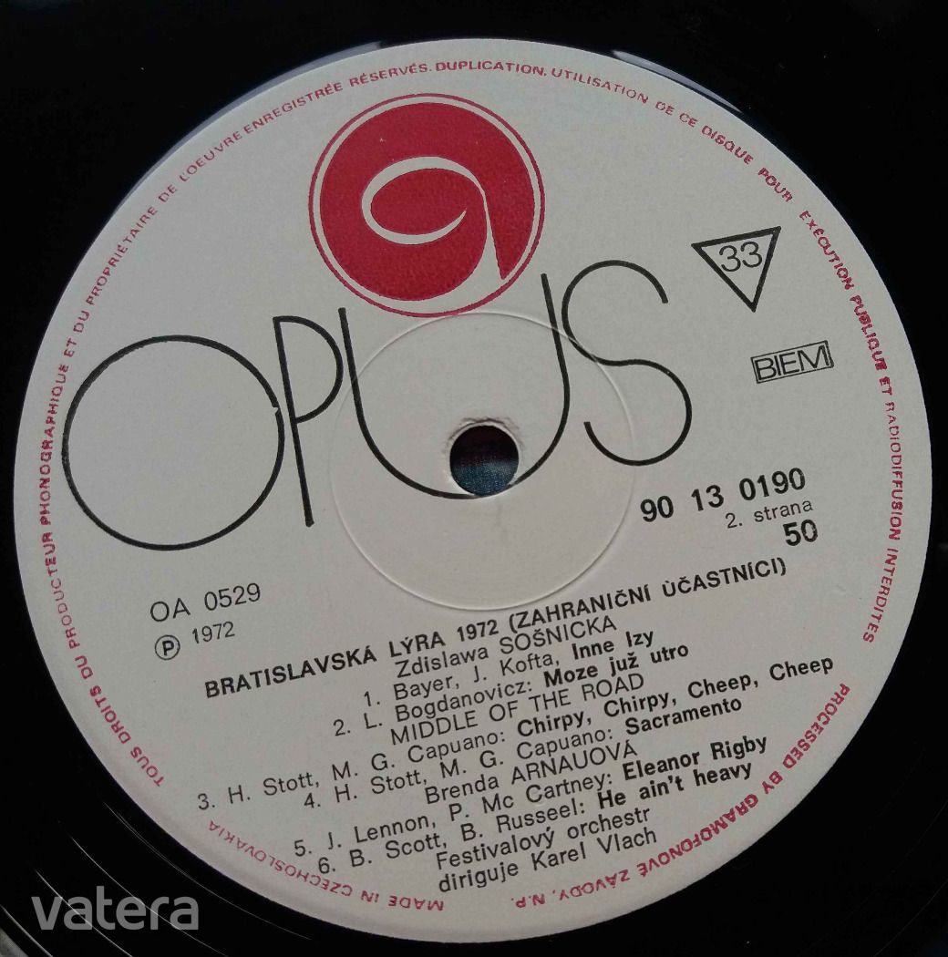 VA - Bratislavská Lyra 1972 (OPUS, 1972, Czechoslovakia,mono,Zalatnay ...
