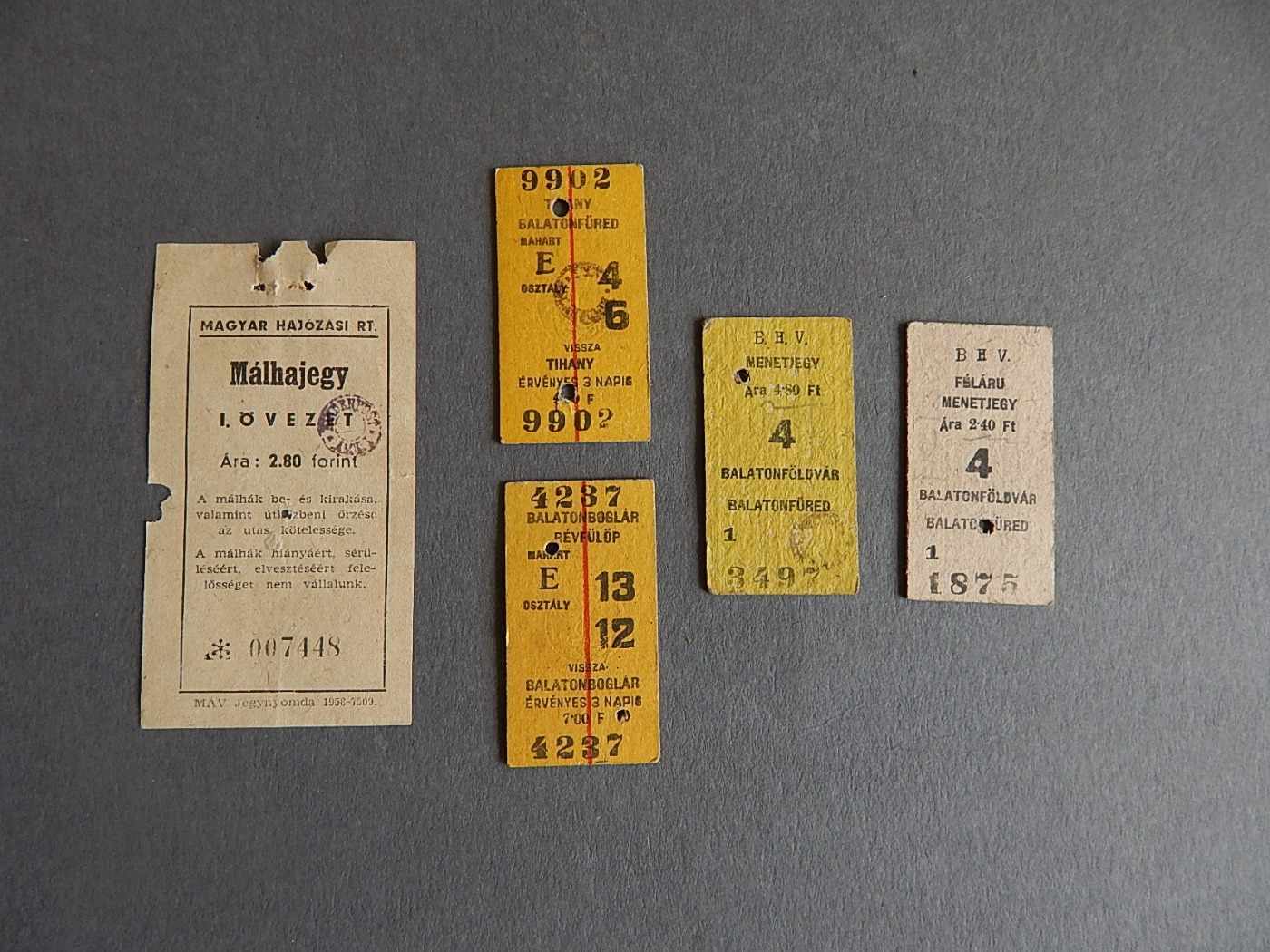 MAHART-Magyar Hajózási Részvénytársaság.Menetjegy,málhajegy,félárú.1950 ...