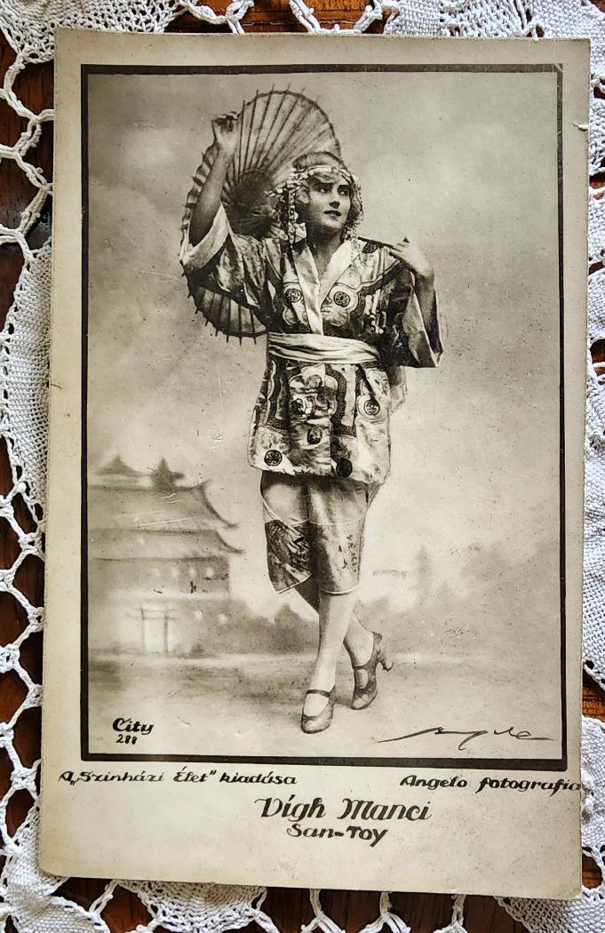 cca. 1914 VÍGH MANCI SZUBRETT SZÍNÉSZNŐ CSORTOS GYULA FELESÉGE FOTÓ LAP ...