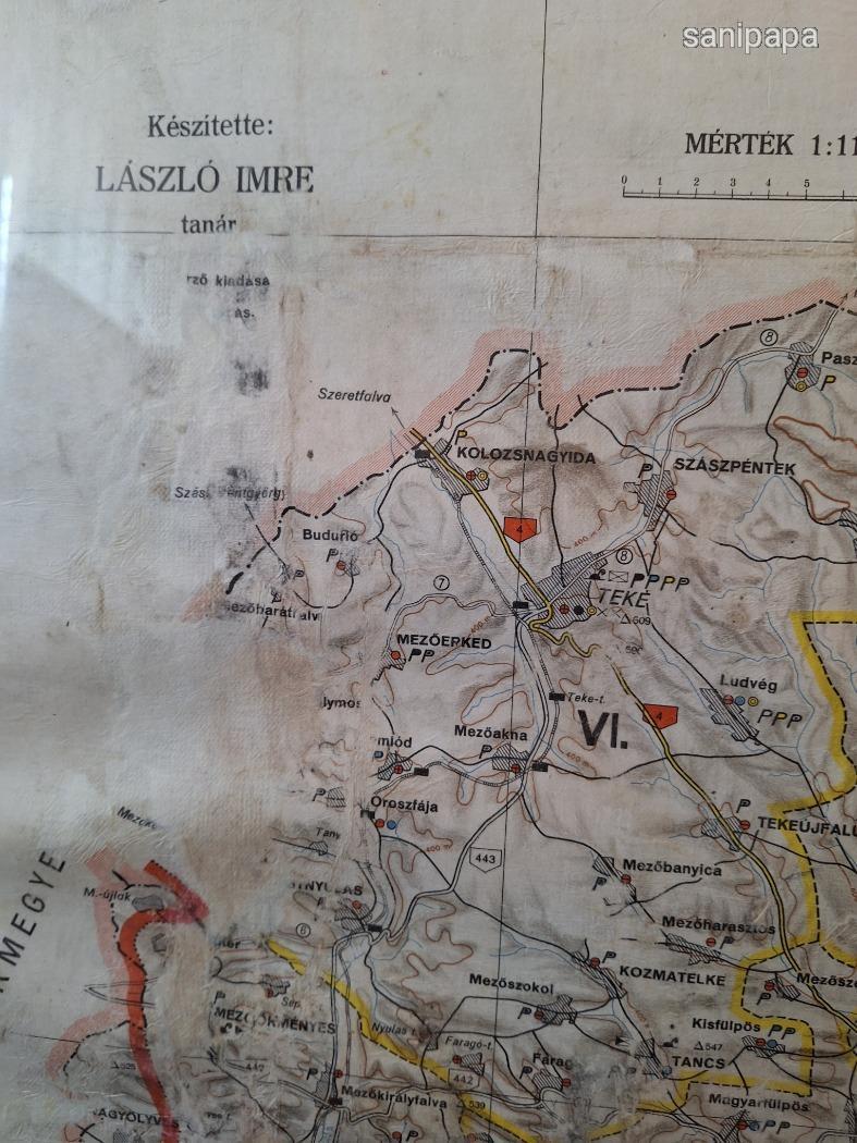 Észak-Erdély, Horthy korszak, Maros-Torda vármegye térképe, 1941 ...