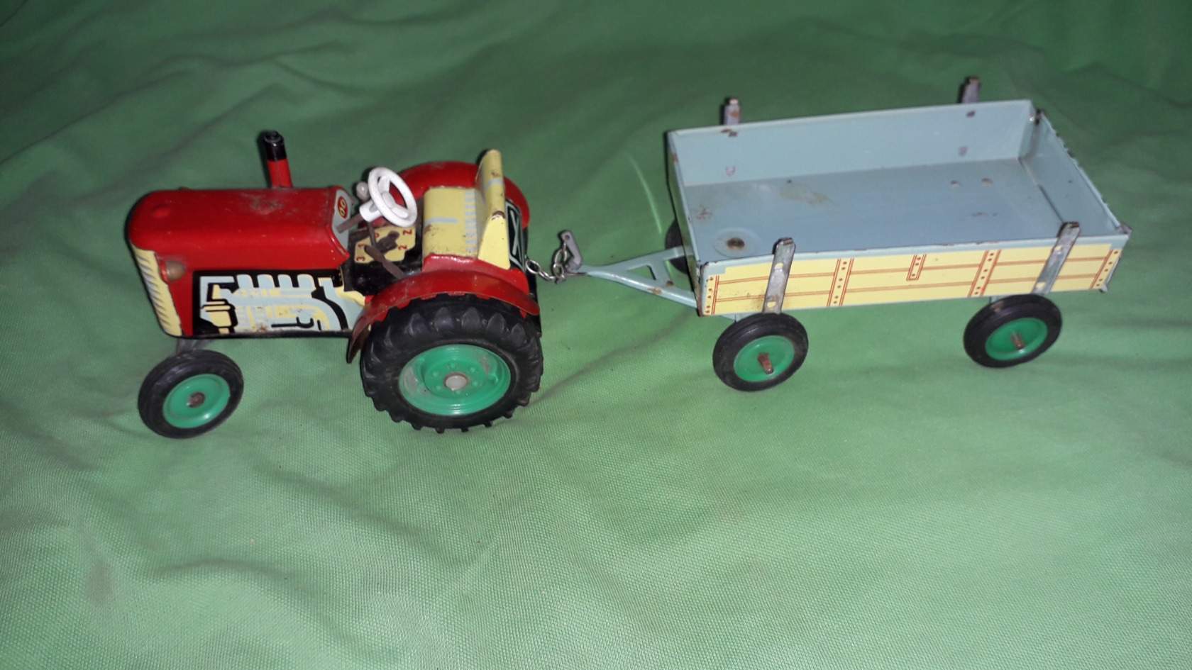 VINTAGE K.D.N CSEH lemezáru 1:25 TRAKTOR ZETOR pótkocsival MŰKÖDIK ...