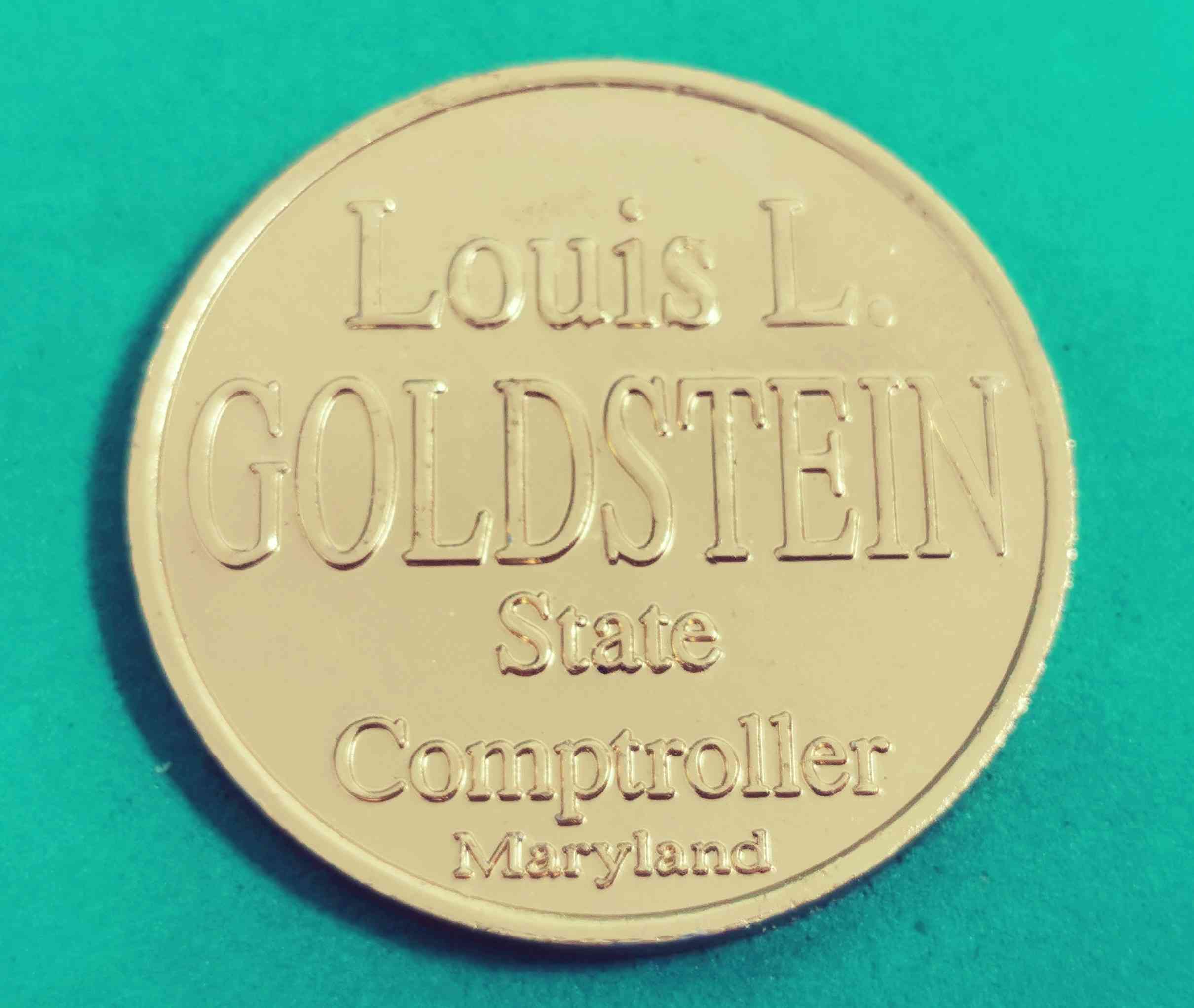 Louis L. Goldstein Betty Weems Maryland Isten Áldása Zseton Érme