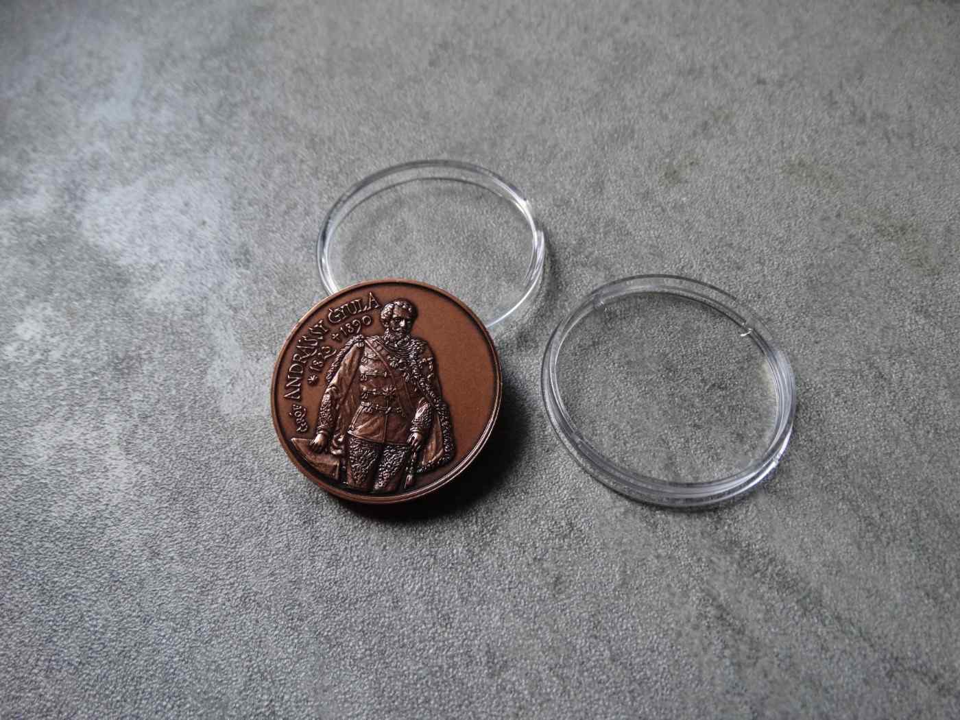 GRÓF ANDRÁSSY GYULA - TISZADOB - 30 MM PIEFORT VASTAG BRONZ EMLÉKÉRME