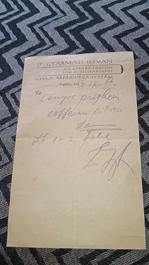 DR GYARMATI ISTVÁN GYULA 1954. RECEPT ITT MÉG NEM A FELHŐBE KÜLDTÉK :)