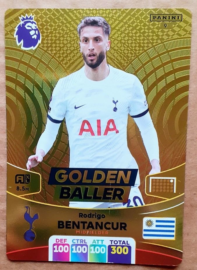 9 Golden Baller + 1 Invincible focis kártya, teljes sor Panini English ...