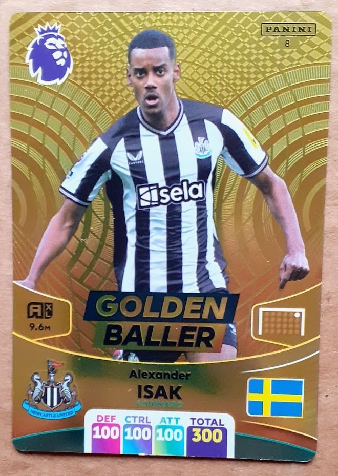 9 Golden Baller + 1 Invincible focis kártya, teljes sor Panini English ...