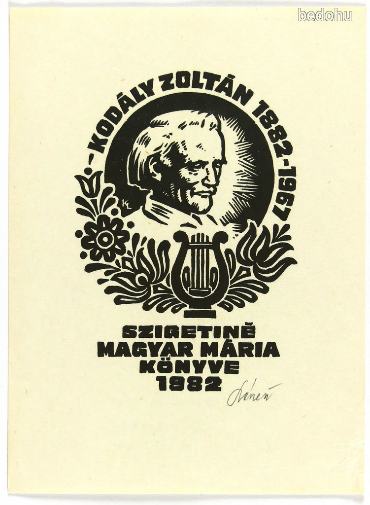 Kékesi László (1919-1993) ex libris grafika, Kodály Zoltán 1882-1957 ...