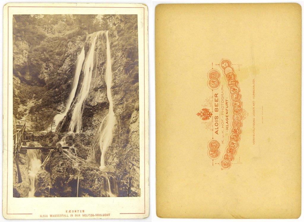 Kabinet méretű fotó: Kernten, Wasserfall in der Sclitza-Schélucht ...