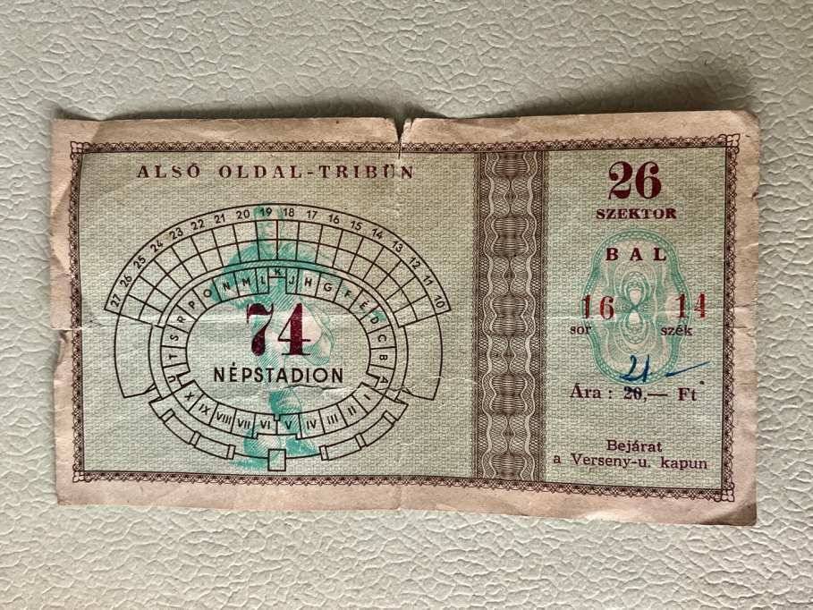 Magyar Foci relikvia - Népstadion jegy Belépőjegy Meccs jegy 1950 ...