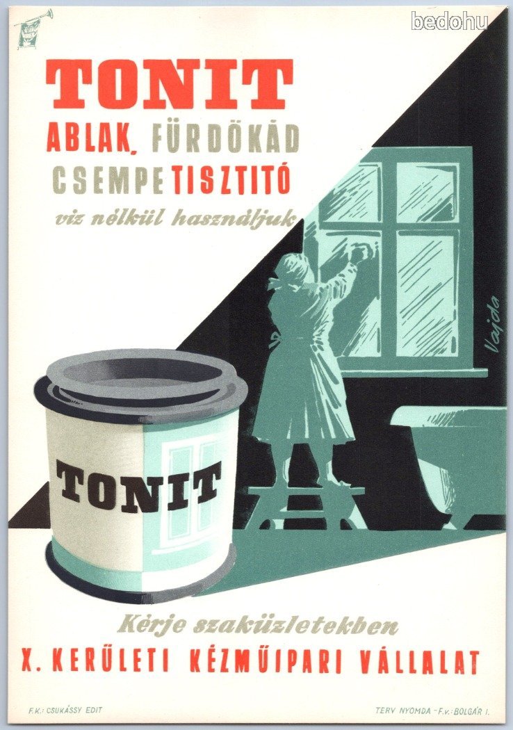 Villamosplakát: Tonit ablak, fürdőkád, csempe tisztító, víz nélkül ...
