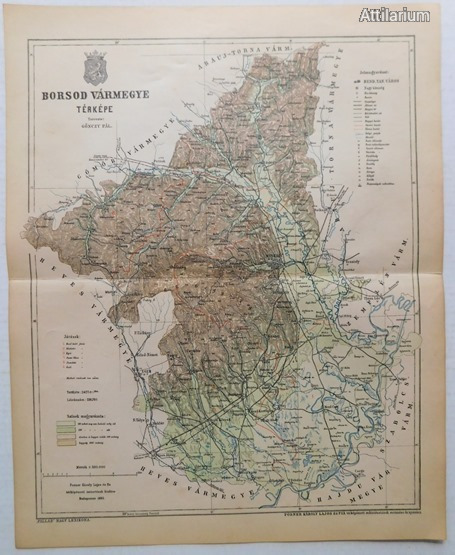 Borsod Vármegye térképe. Nagy-Magyarország: Pallas Nagy Lexikona. Terv ...