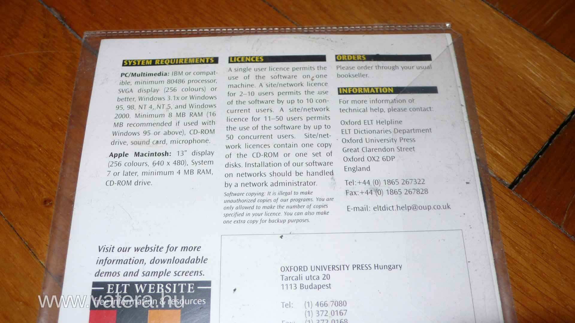 Angol nyelvtan szoftver katalógus Oxford demo cd (meghosszabbítva ...