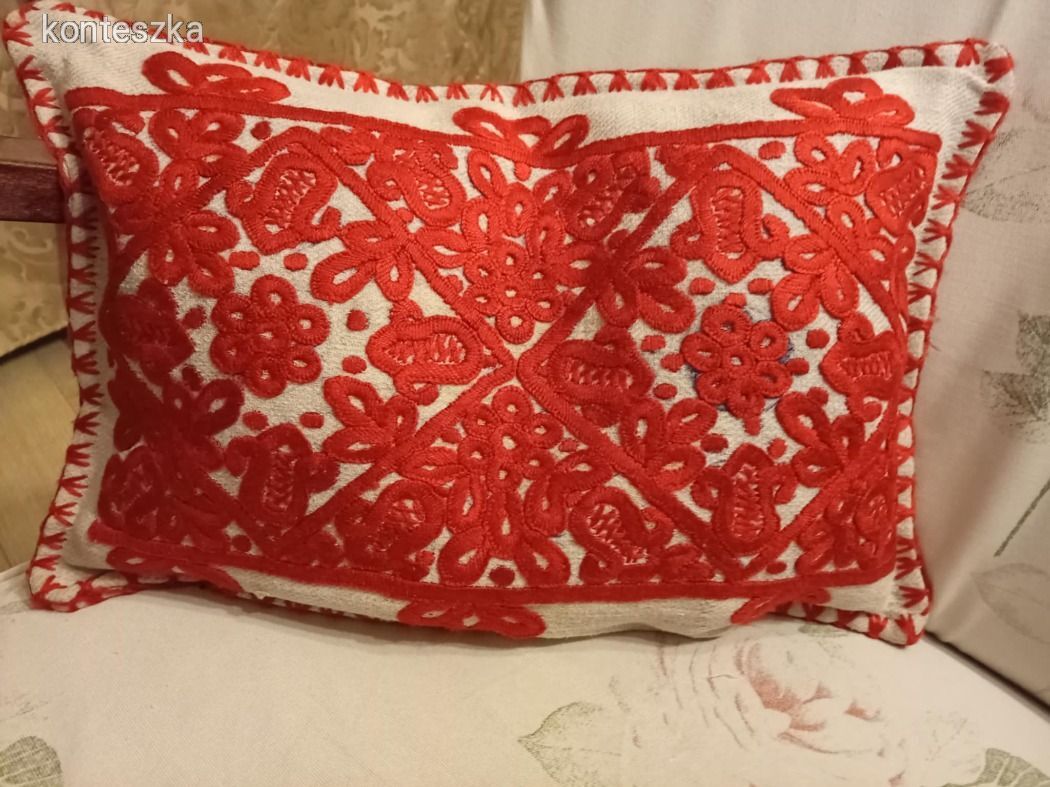 Régi kalotaszegi írásos hímzett díszpárnahuzat, 50x34 - Vatera.hu