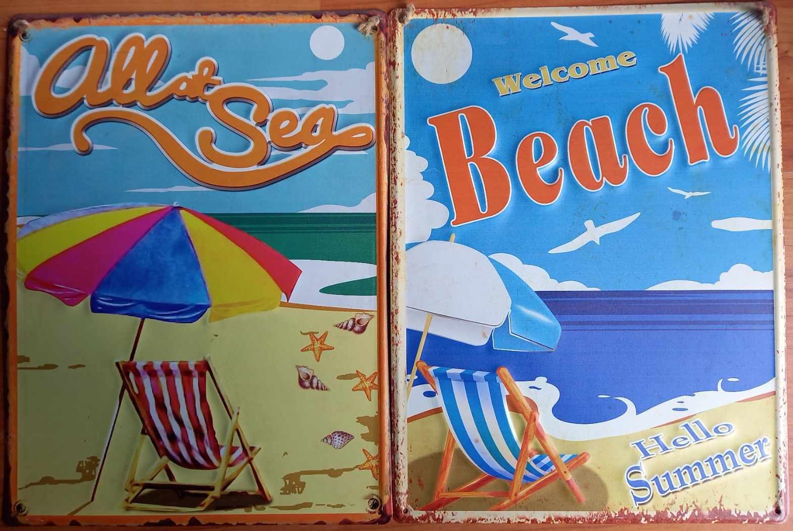 Dekorációs fém tábla (WELCOME BEACH) erősen dombornyomott 40x30cm